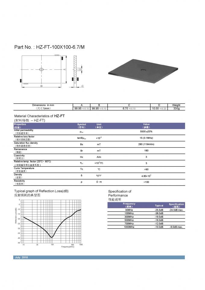Semi Anechoic Chamber Ferrite Tile Absorber For Emc Test